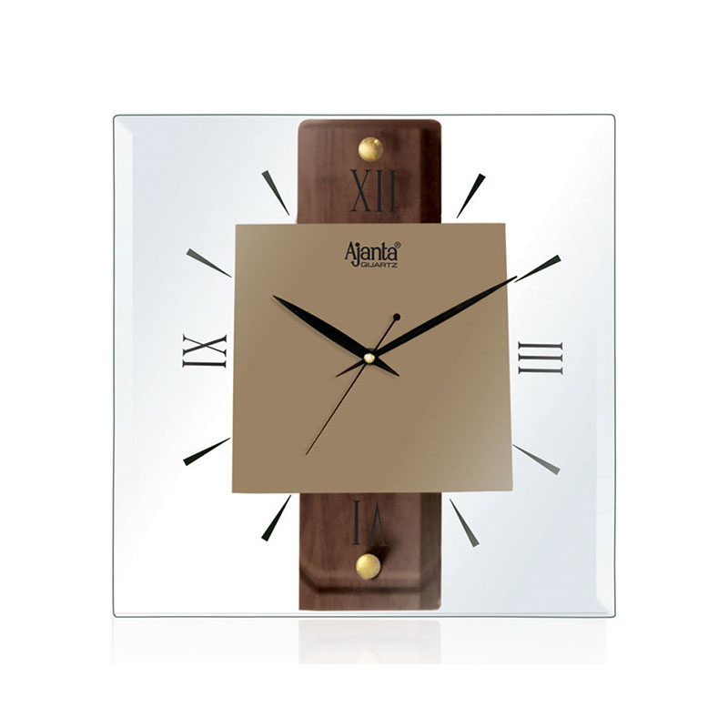 Wall Clock - Wooden Sweep Second Clock - Wooden Glass Clock - 7207 ...
