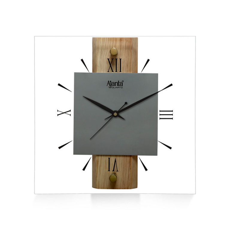 Wall Clock - Wooden Sweep Second Clock - Wooden Glass Clock - 7207 ...