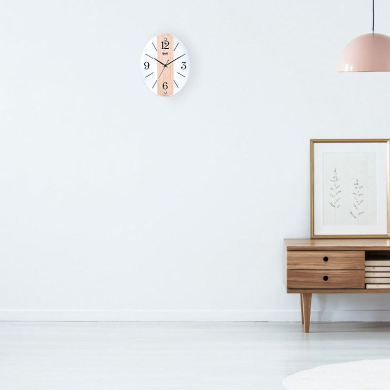 Wall Clock - Wooden Sweep Second Clock - Wooden Glass Clock - 7387 ...