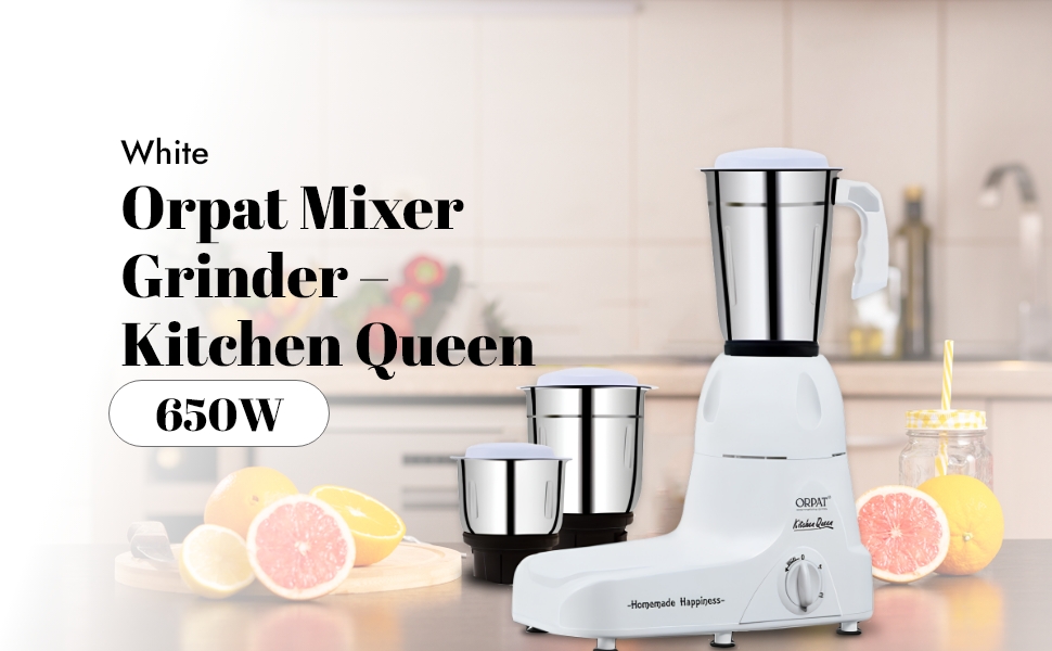 Orpat Kitchen Queen Mixer Grinder (White) 650 Watts