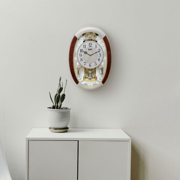 3527 Pearl White Musical Pendulum Clock | Orpat