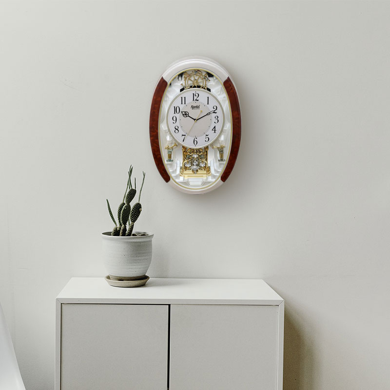 3527 Pearl White Musical Pendulum Clock | Orpat