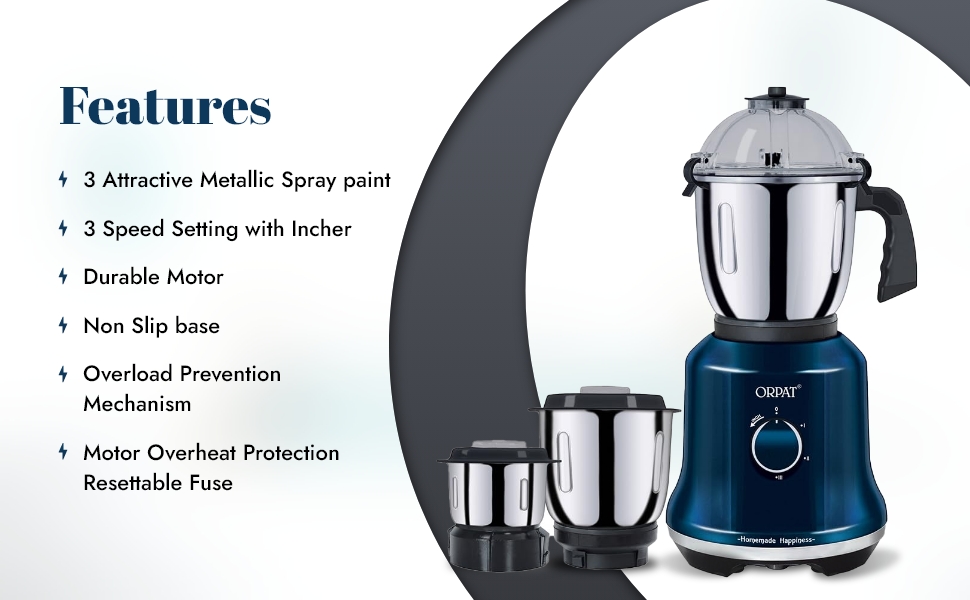 Mixer Grinder – Kitchen Bot Plus – 1200W - Metallic Gold - Orpat Group