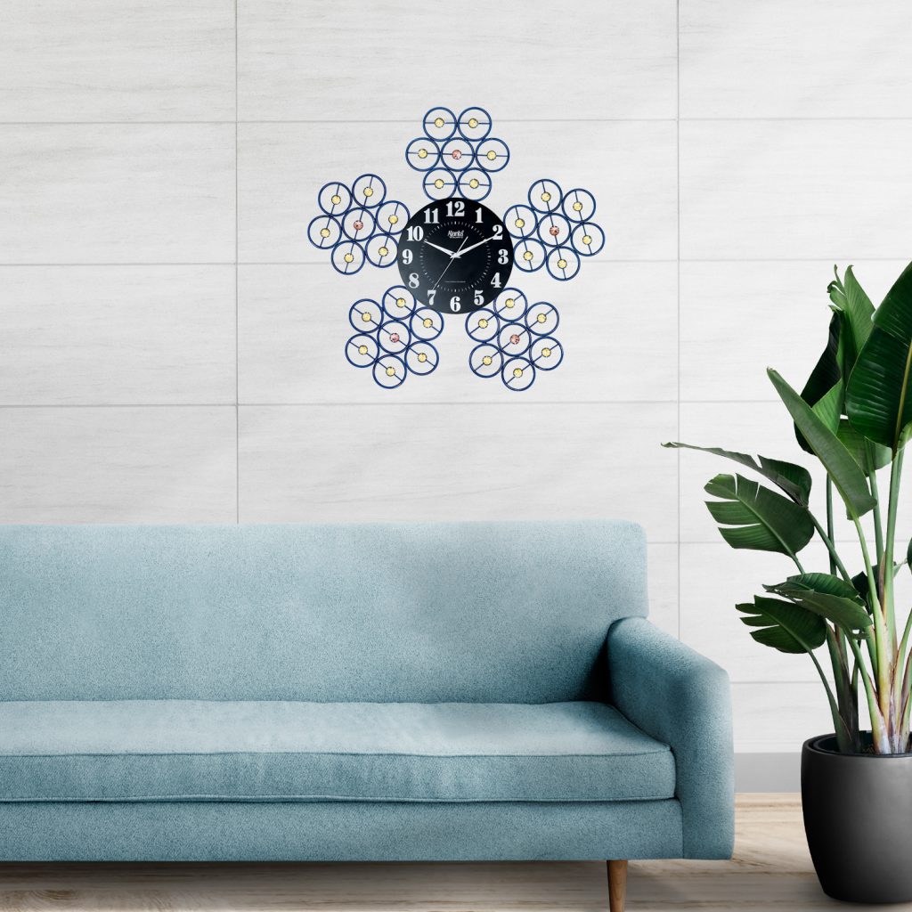 Wall Clock - Designer Clock - DS-357 - Metallic blue - Orpat Group