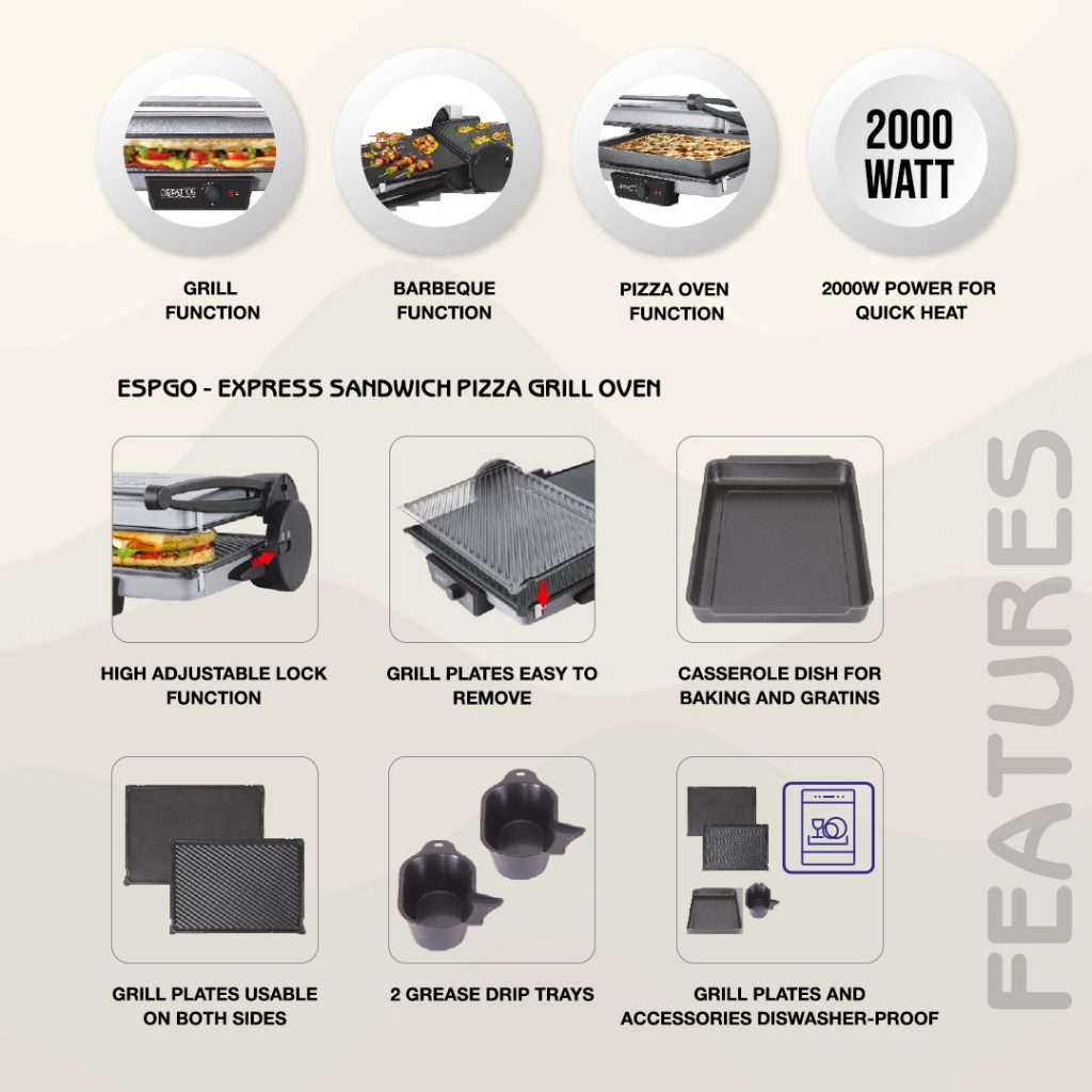 Express Sandwich Pizza Grill Oven - ESPGO - Black - Orpat Group